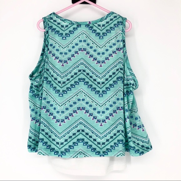 Self Esteem | Shirts & Tops | Self Esteem Blue Boho Swing Tank W Builtin Cami | Poshmark